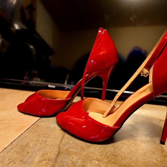 None | Shoes | Red Patent Leather High Stilletos Size 112 Ww New Never ...